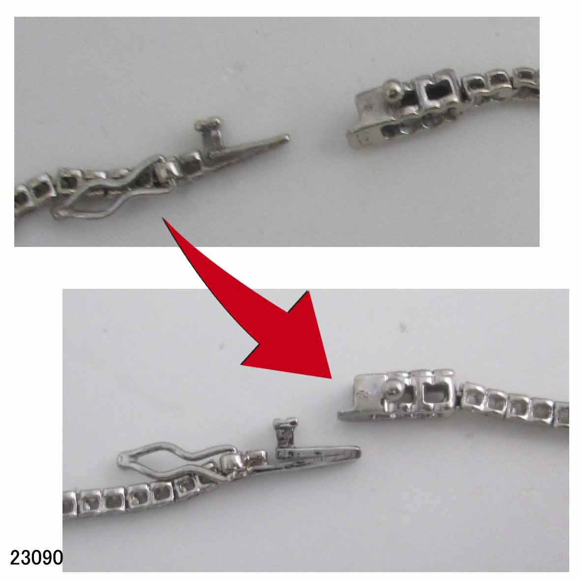 23090ダイヤテニスブレスレット留め金具修理 | じゅえりーいはら ジュエリーのお悩み解決します