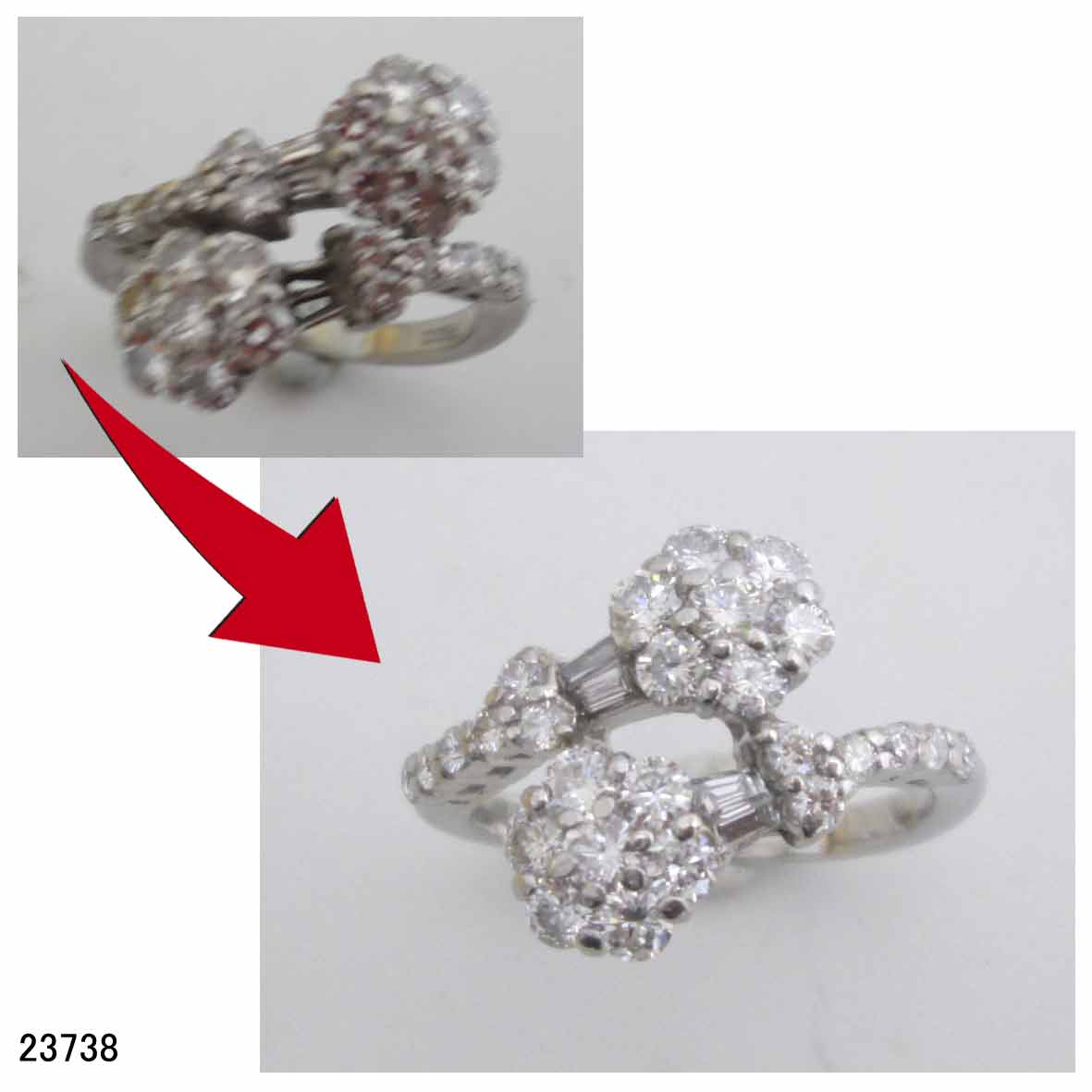 23738ダイヤリング石合わせ石留め修理 | じゅえりーいはら ジュエリーのお悩み解決します